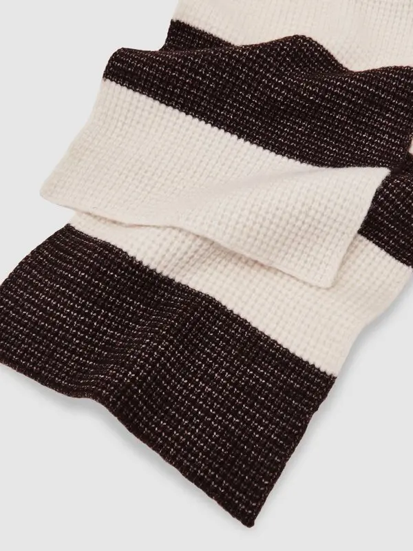 REISS Wesley Waffle-knit Block-stripe Scarf With Wool