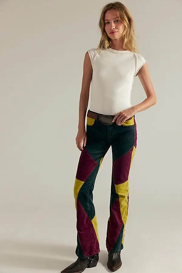 Free People We The Free On Your Side Cord Patched Bootcut Jeans