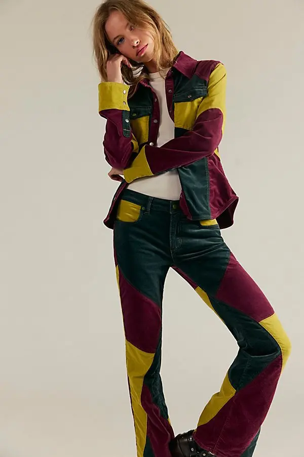 Free People We The Free On Your Side Cord Patched Bootcut Jeans