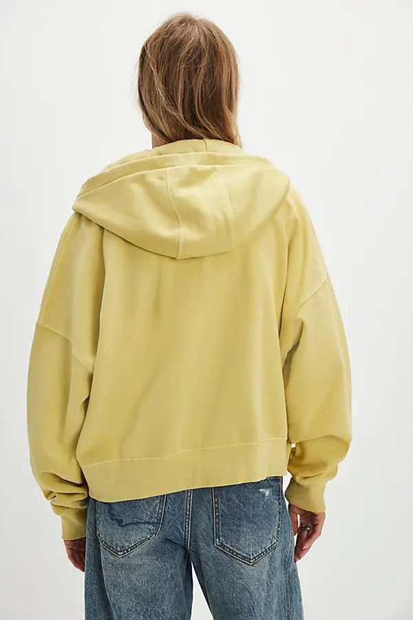 Free People Slouchy Zip-up Hoodie - Light Pear