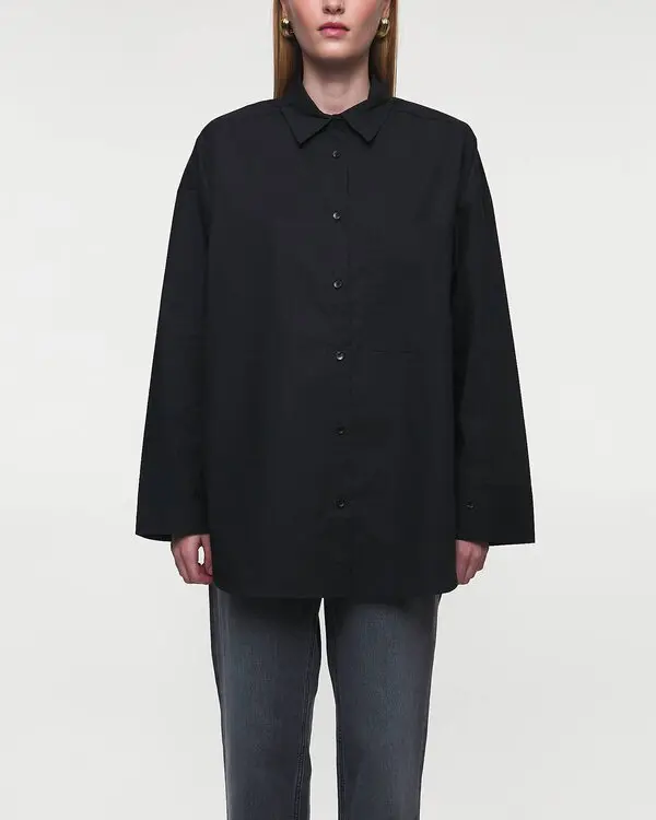 BY MALENE BIRGER Classic Organic Cotton Relaxed Fit Shirt - Black