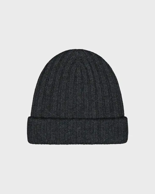 Almada Label Cashmere Beanie - Dark Grey