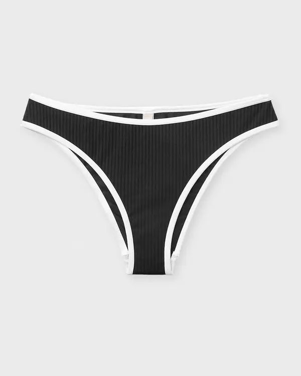 SEAQUELLE Ribbed Bikini Bottom - Black