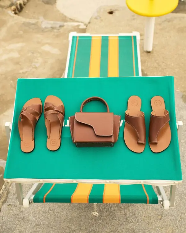ATP ATELIER Allai Cannella Contrast Stitch Leather Sandals