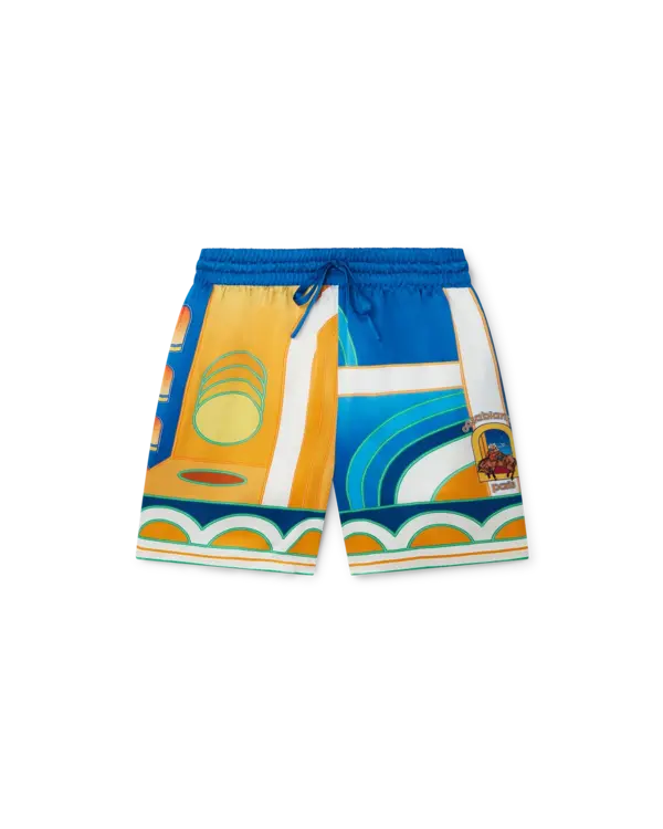 Casablanca Paysage Silk Shorts - Yellow