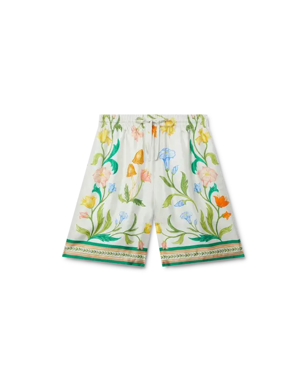 Casablanca L'arche Fleurie Silk Shorts - Multicolor