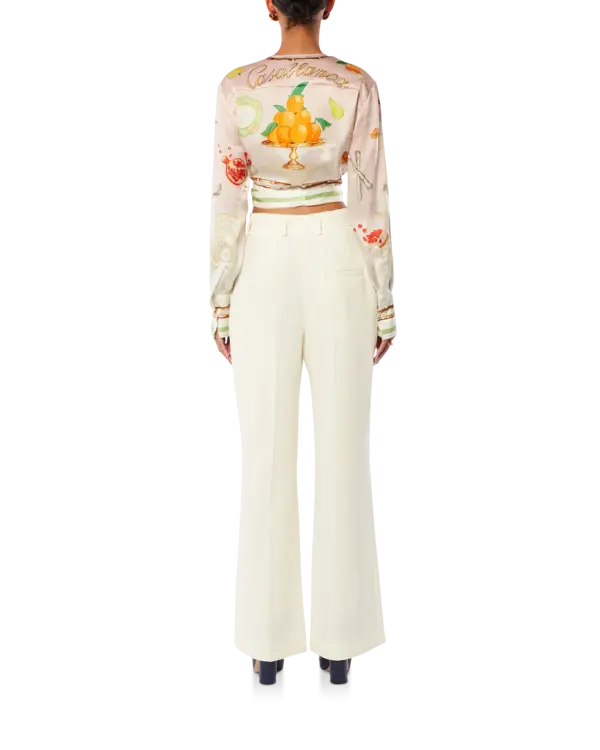 Casablanca Ne Pas Deranger Wrap Long Sleeve Blouse - Orange