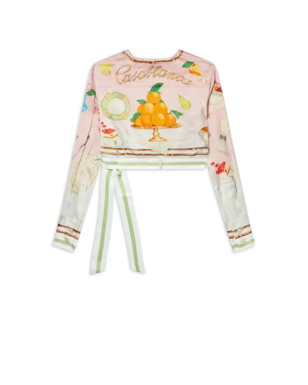 Casablanca Ne Pas Deranger Wrap Long Sleeve Blouse - Orange