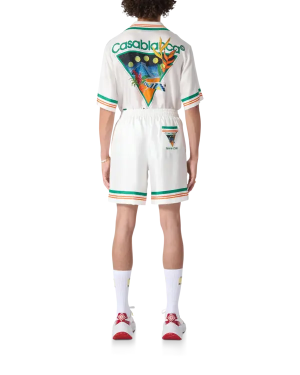 Casablanca Tennis Club Icon Silk Shorts - White