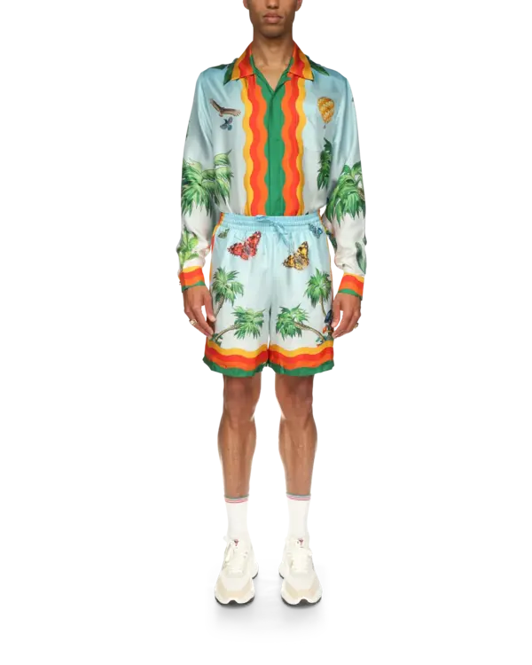 Casablanca Palm Springs Tennis Club Silk Shorts - Multicolor