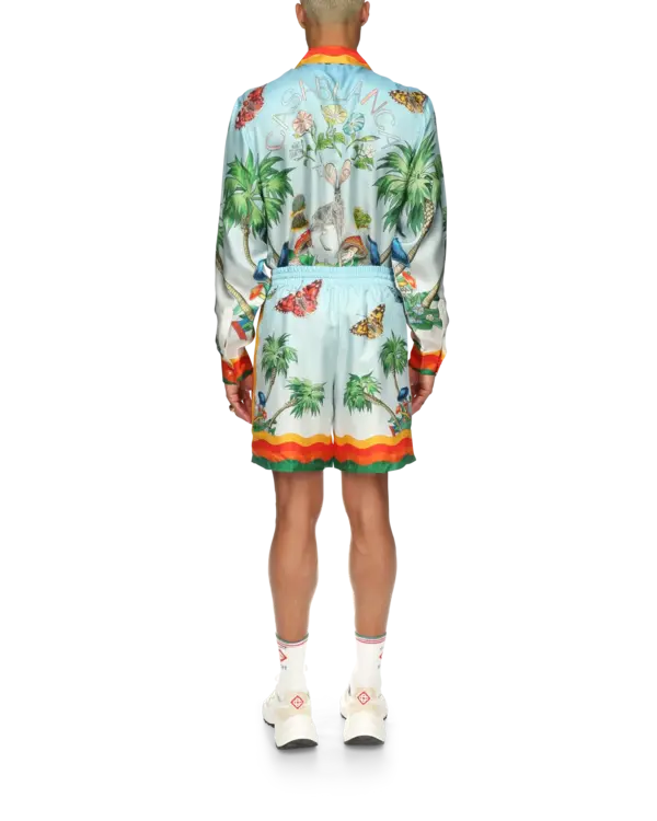 Casablanca Palm Springs Tennis Club Silk Shorts - Multicolor
