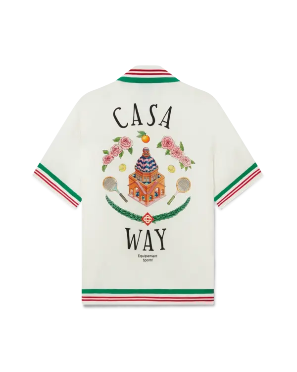 Casablanca Casa Way Knitted Collar Short Sleeve Silk Shirt - Multicolor