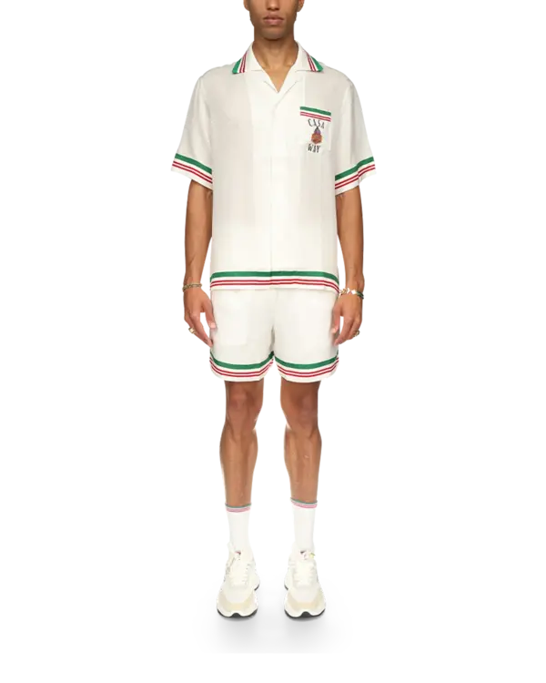 Casablanca Casa Way Knitted Collar Short Sleeve Silk Shirt - Multicolor
