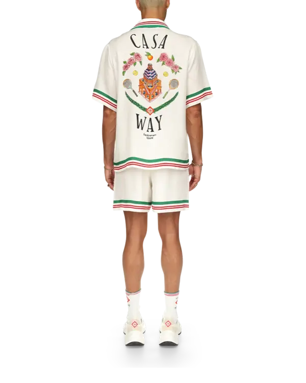 Casablanca Casa Way Knitted Collar Short Sleeve Silk Shirt - Multicolor