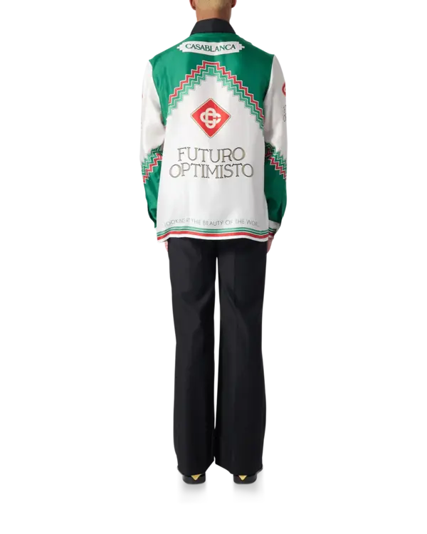 Casablanca Futuro Optimisto Long Sleeve Silk Shirt - Green