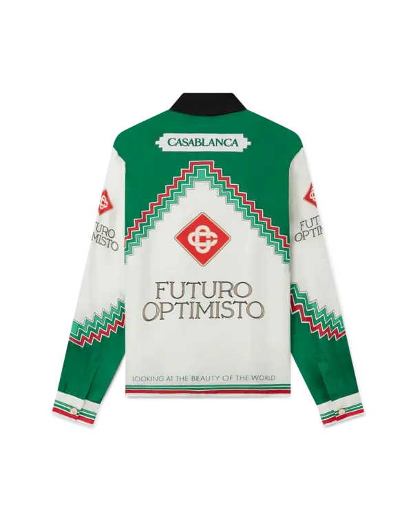 Casablanca Futuro Optimisto Long Sleeve Silk Shirt - Green