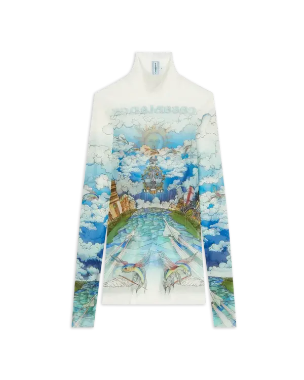 Casablanca Le Vol Ideal Printed Mesh Top
