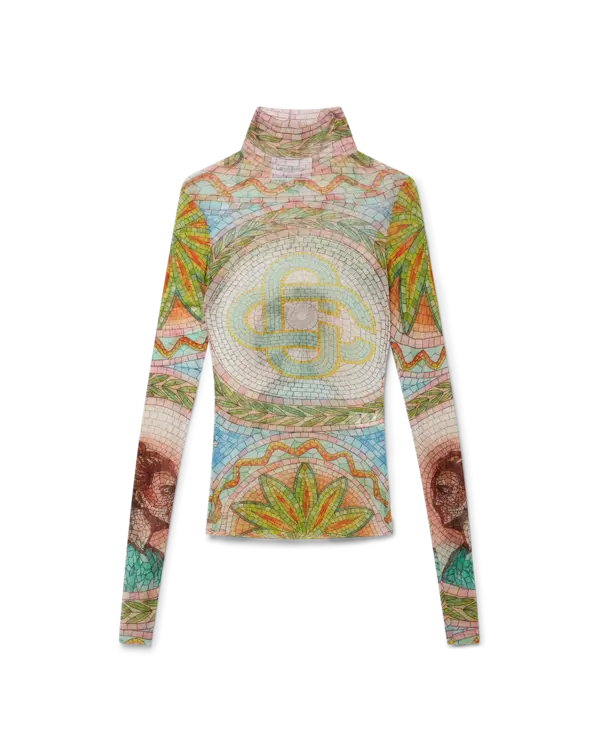 Casablanca Mosaics Greques Printed Mesh Top
