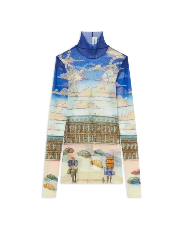 Casablanca Place Casa Printed Mesh Top - Multicolor
