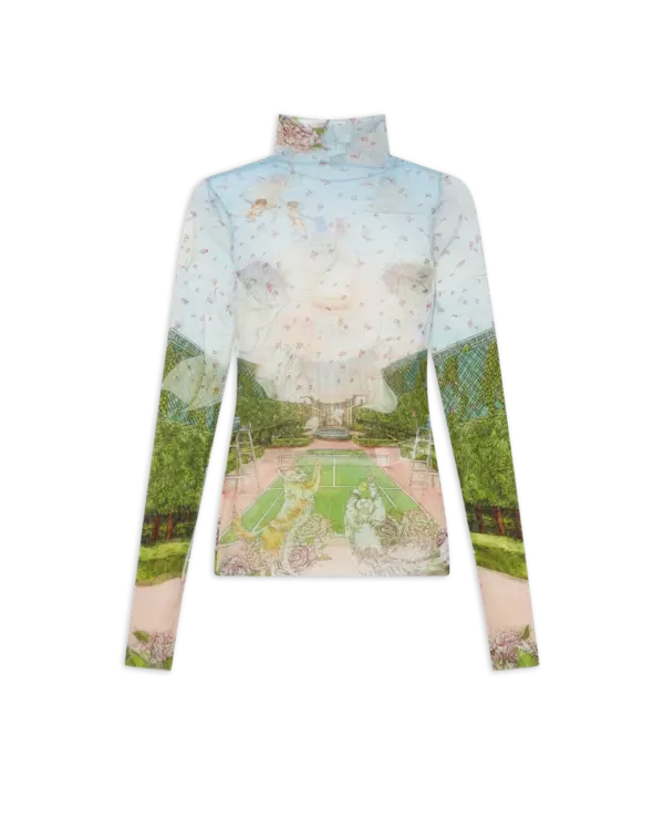 Casablanca Tennis Club Prive Printed Mesh Top