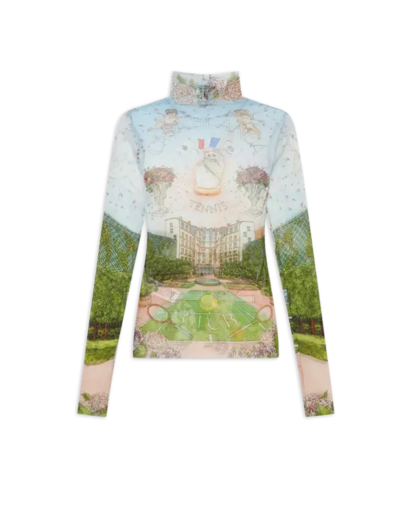 Casablanca Tennis Club Prive Printed Mesh Top