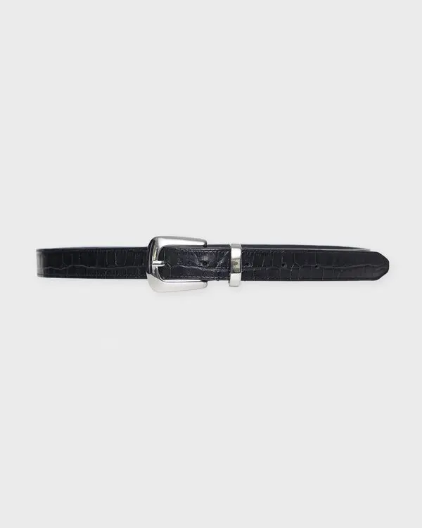 WAKAKUU Croco Embossed Leather Belt - Svart,silver