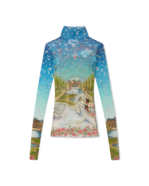 Casablanca L'amour En Fleur Printed Mesh Top - Multicolor