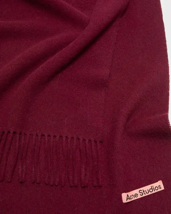 Acne Studios Fringe Wool Scarf - Burgundy
