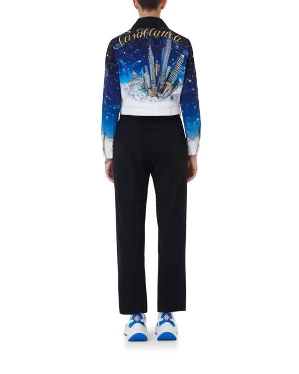 Casablanca Vol Au Nuit Classic Printed Denim Jacket