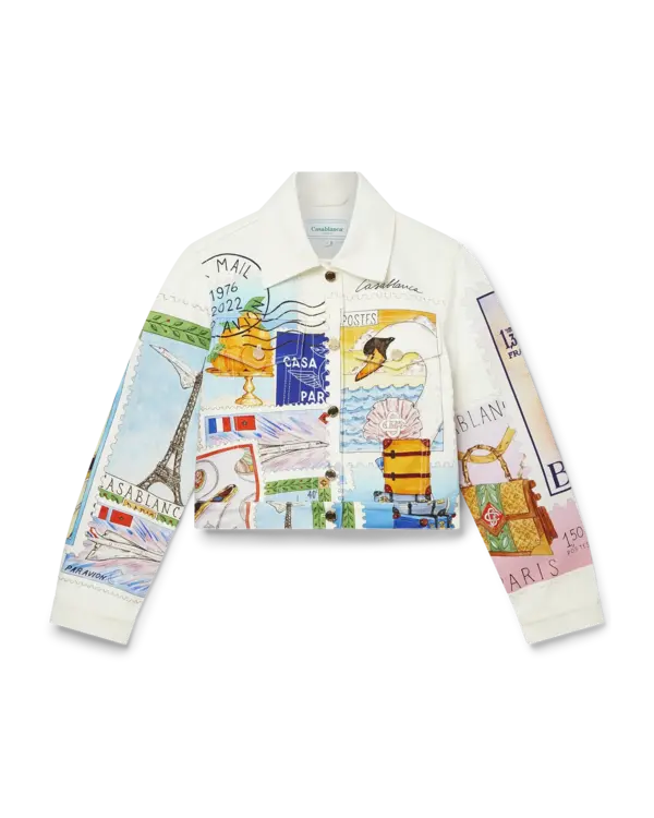 Casablanca Souvenirs De Vacances Printed Denim Jacket - Multicolor