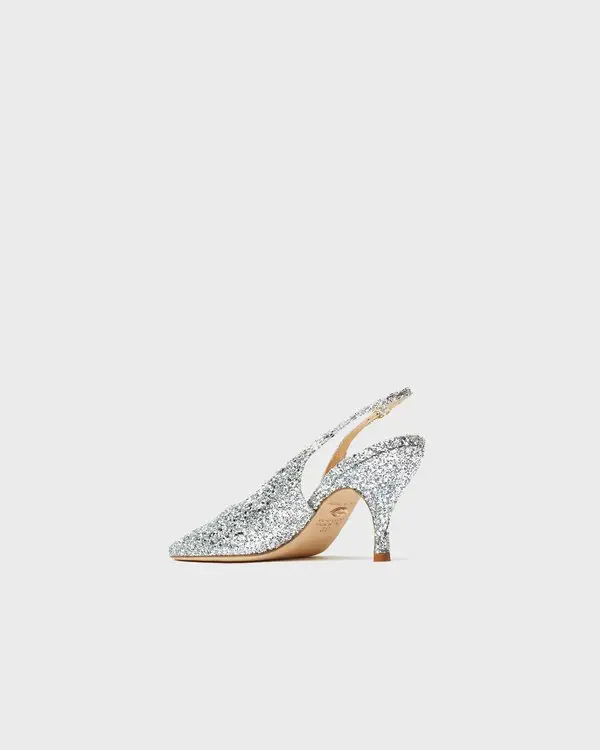 SANIA D'MINA Elena Glitter Slingback Heels
