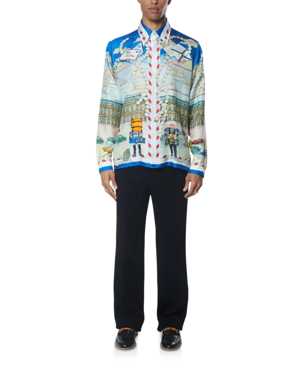 Casablanca Place Casa Long Sleeve Silk Shirt