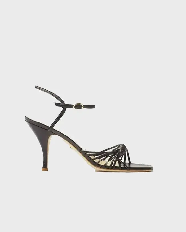 SANIA D'MINA Leather High-heeled Sandals - Black