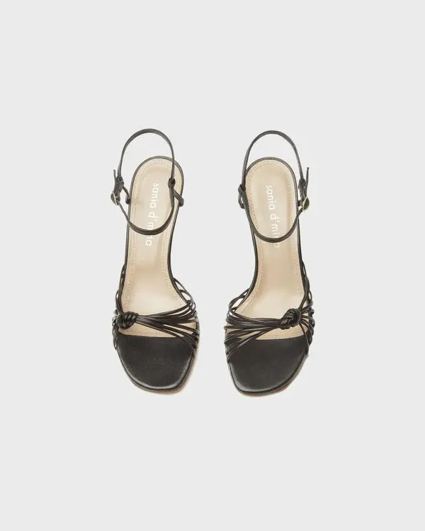 SANIA D'MINA Leather High-heeled Sandals - Black