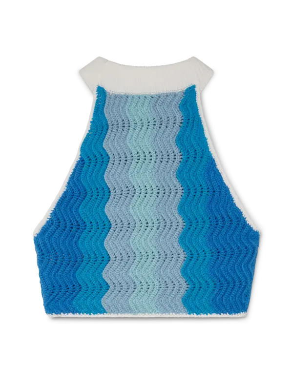 Casablanca Gradient Crochet Sleeveless Top - Blue