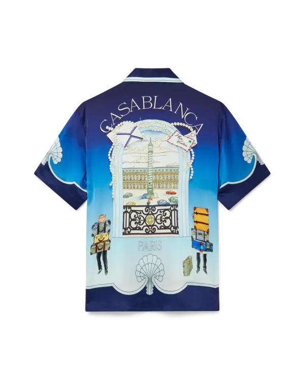 Casablanca Place Vendome Short Sleeve Silk Shirt