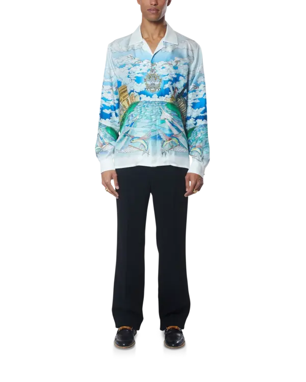 Casablanca Le Vol Ideal Long Sleeve Silk Shirt