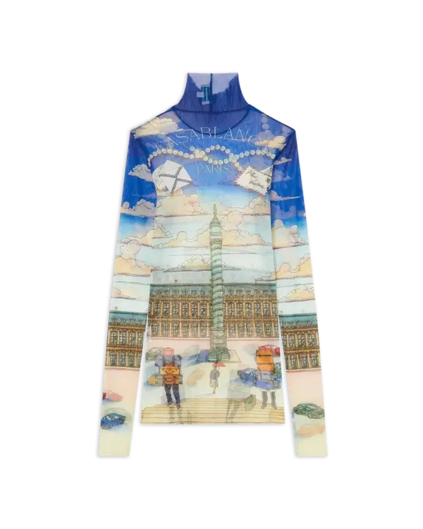 Casablanca Place Casa Printed Mesh Top
