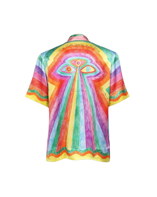 Casablanca Mind Vibrations Short Sleeve Silk Shirt - Multicolor