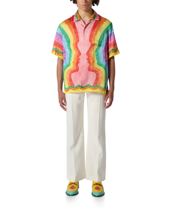 Casablanca Mind Vibrations Short Sleeve Silk Shirt - Multicolor