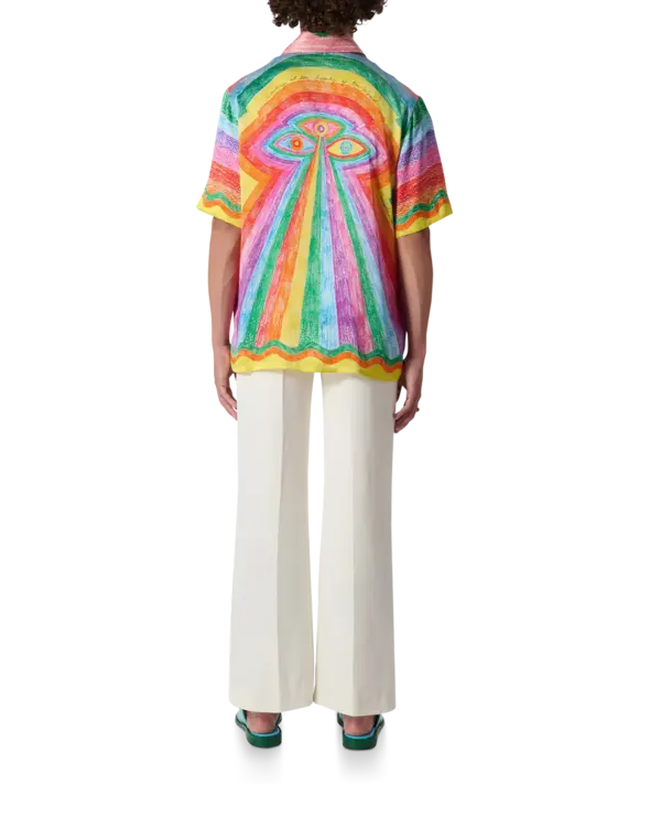 Casablanca Mind Vibrations Short Sleeve Silk Shirt - Multicolor