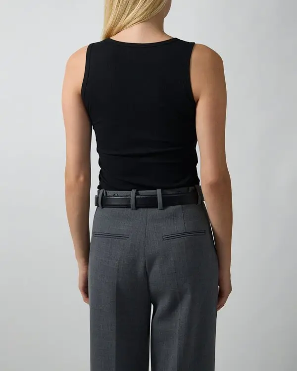 CLOEYS Heart Cut-out Ribbed Tank Top - Black