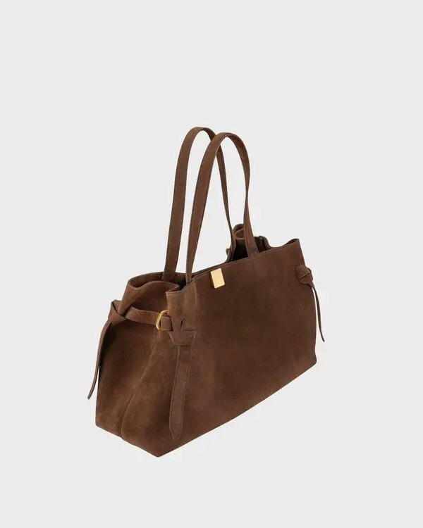 Yuzefi Gyoza Suede Tote Bag - Chocolate