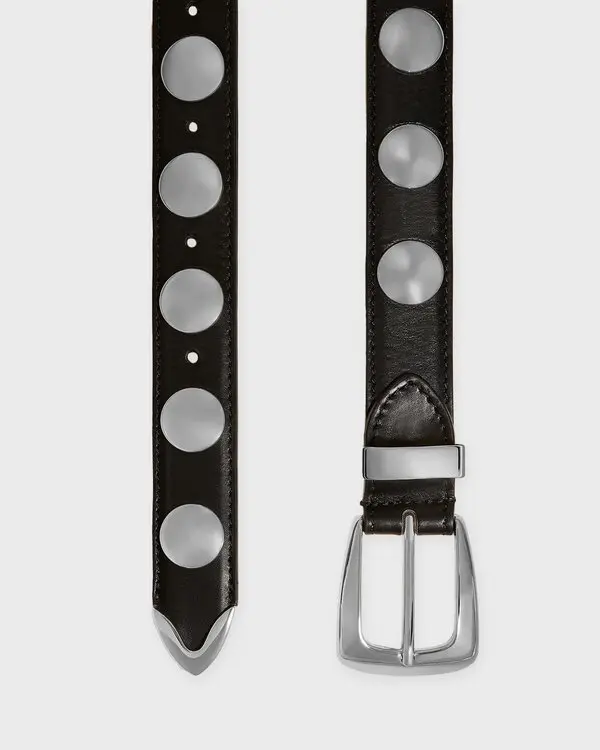 Khaite Benny Studded Leather Belt - Black