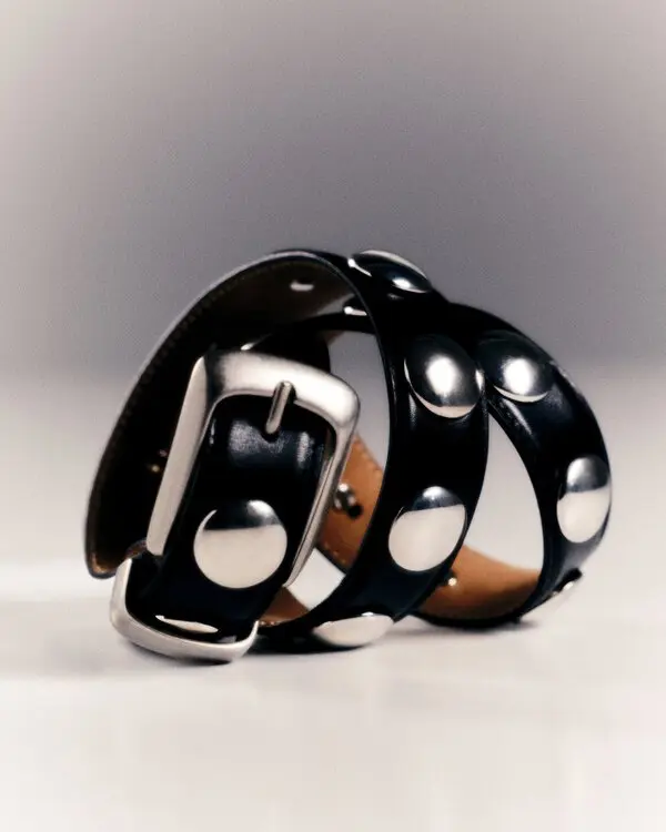 Khaite Benny Studded Leather Belt - Black