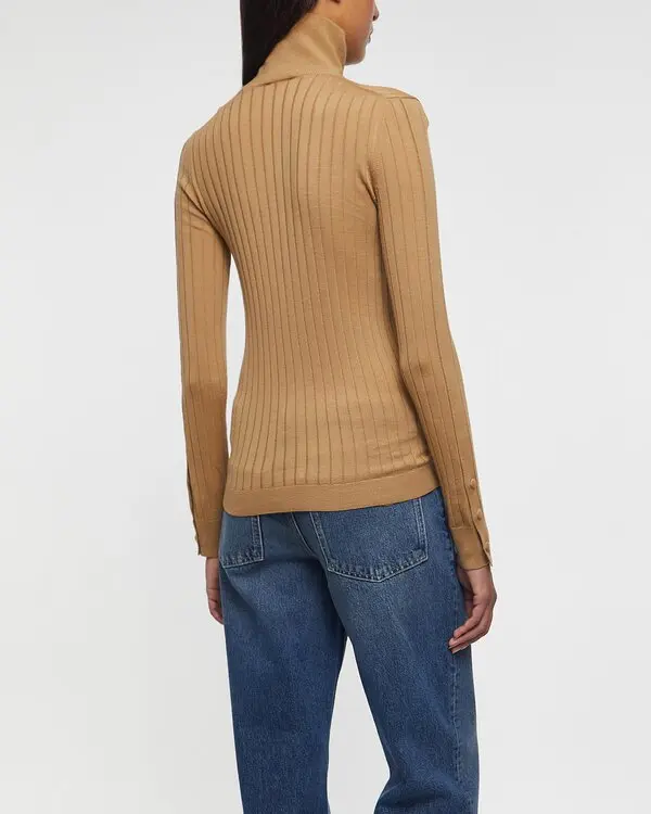 Moncler Wool Polo Neck Jumper - Khaki
