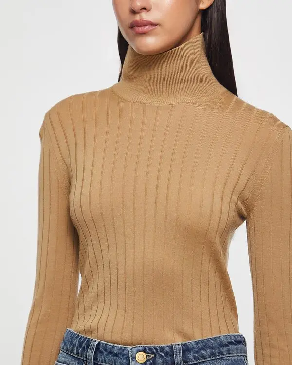 Moncler Wool Polo Neck Jumper - Khaki
