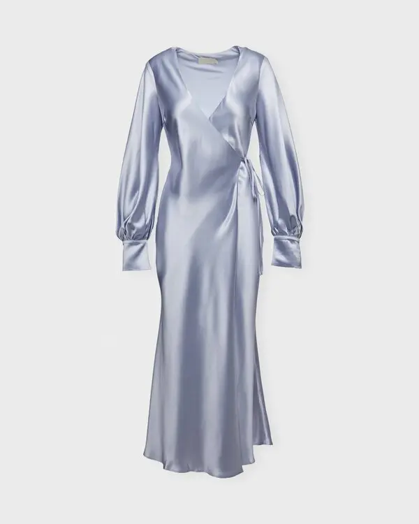 Wakakuu Morino Wrap Maxi Dress In Light Blue - 40% Off | Editorialist