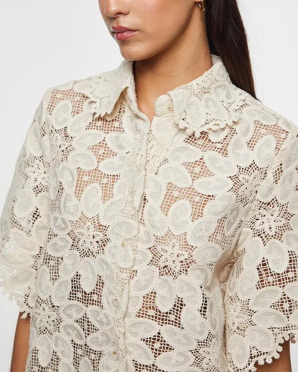 MALINA Ari Guipure Lace Shirt