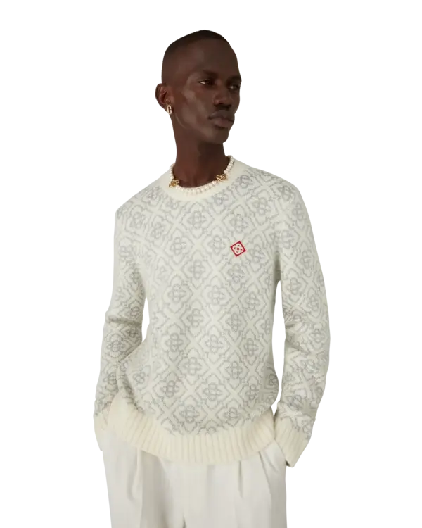 Casablanca Monogram Mohair Blend Crew Neck - White